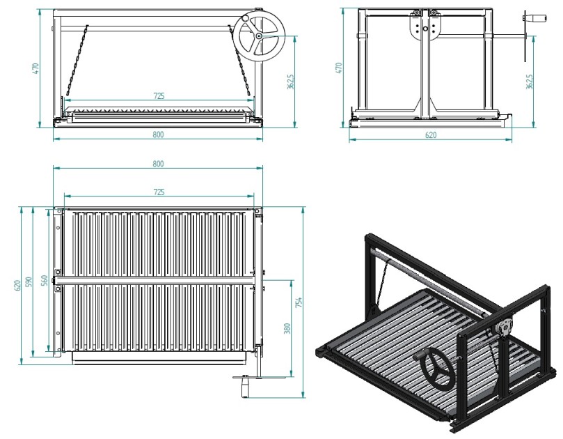 Liftable mobile barbecue grill BF90 Barbecues and metal ovens